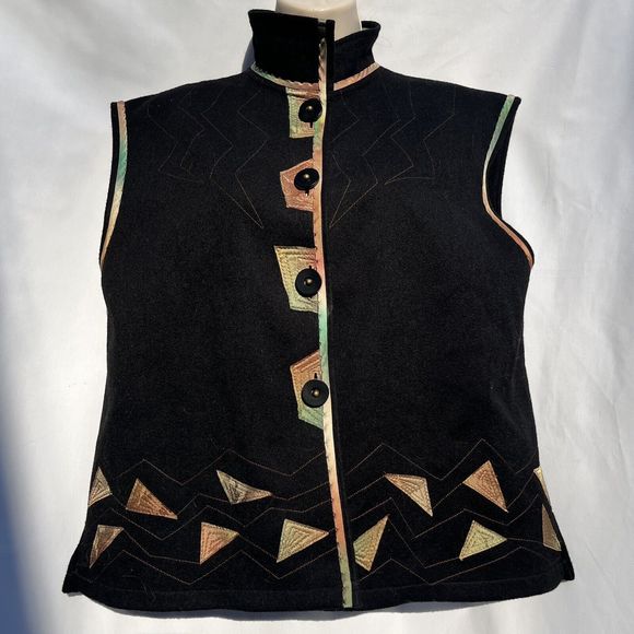 Joyce | Jackets & Coats | Vtg Joyce Fogle Black Felted Wool Vest Dyed ...